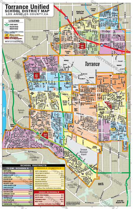 Torrance Unified School District Map - FILES - PDF and AI, editable, v ...