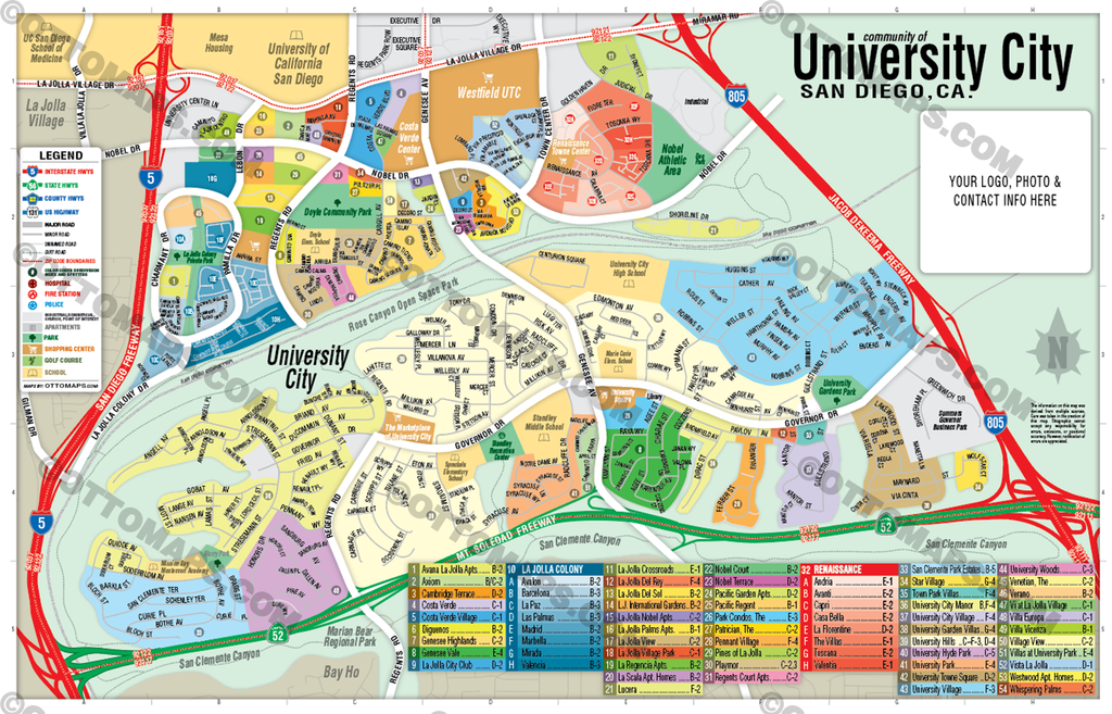 University City Map, San Diego County, CA - FILES - PDF and AI, editab ...
