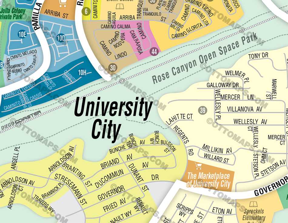 University City Map, San Diego County, CA - FILES - PDF and AI, editab ...