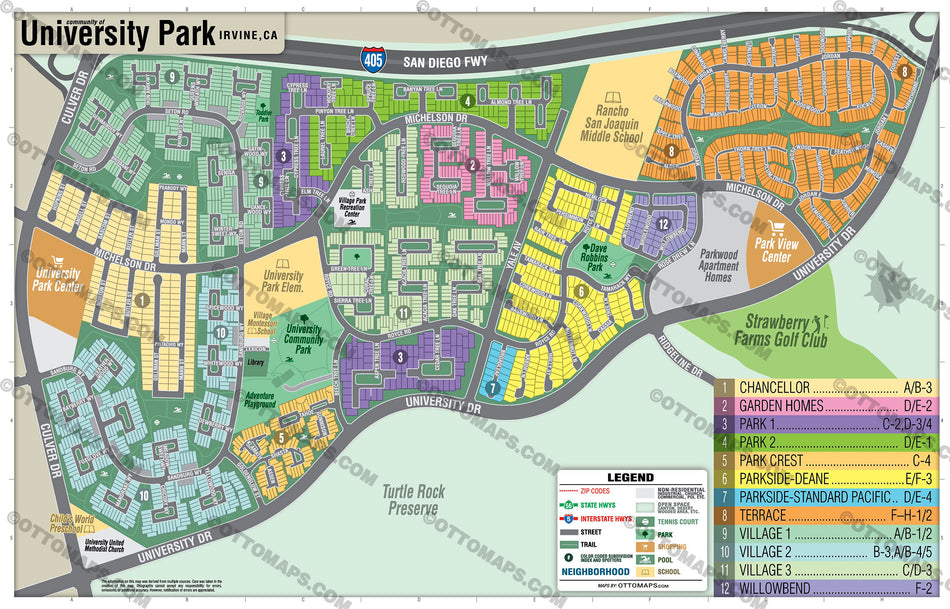 University Park Map, Irvine, CA - FILES - PDF and AI, editable, vector ...