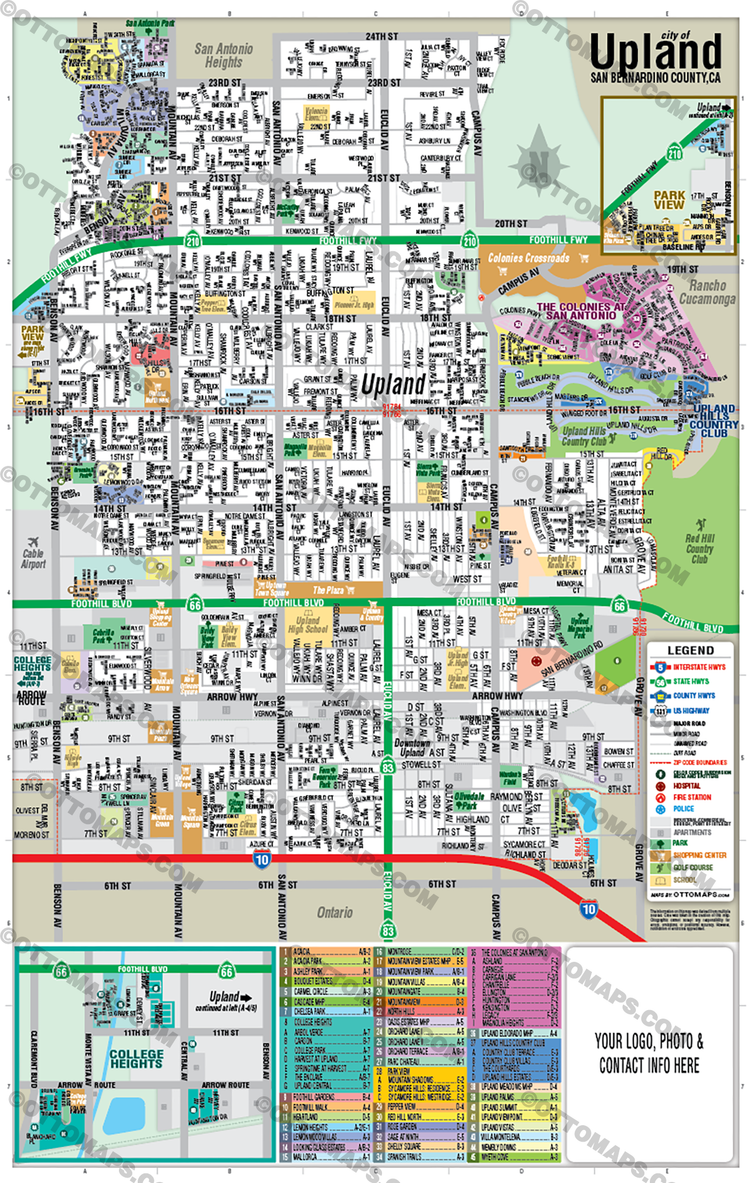 Upland Map, San Bernardino County, CA - FILES - PDF and AI, editable ...