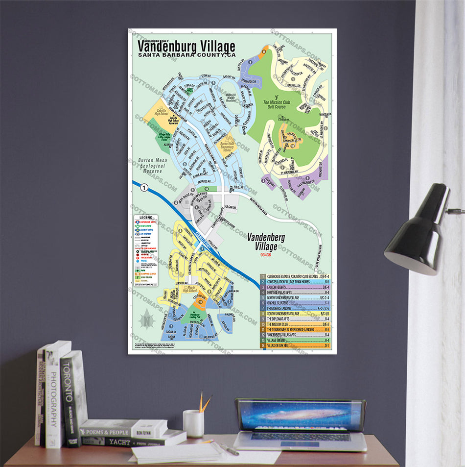 Vandenberg Village Map, Santa Barbara County, CA - POSTER PRINTS – Otto ...
