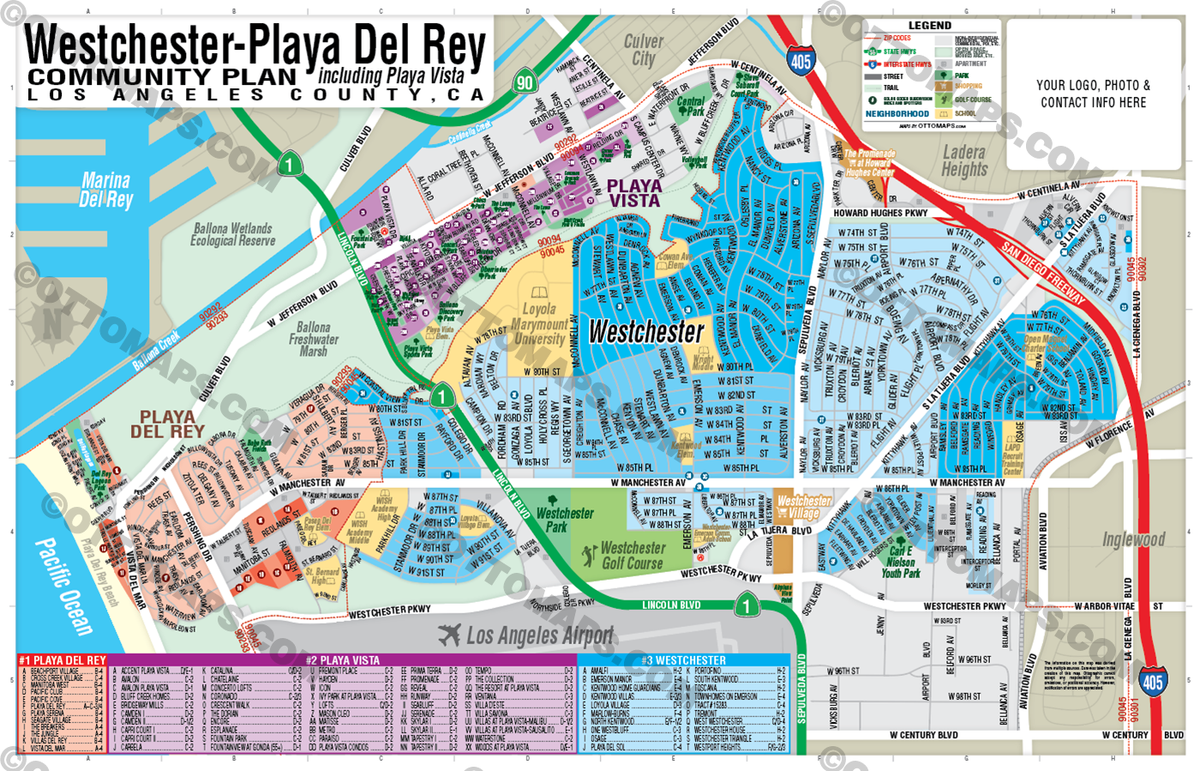 Westchester - Playa Del Rey Community Plan Map, Los Angeles County, CA ...