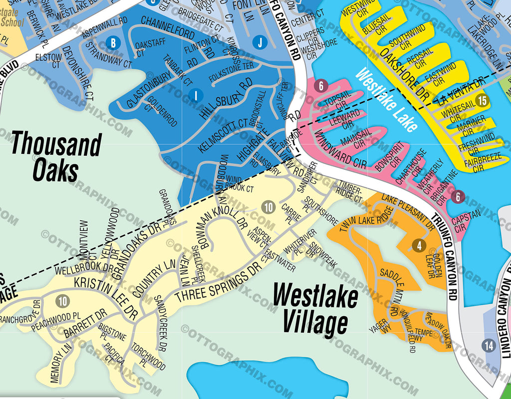 Westlake Village Map, Los Angeles County, CA - FILES - PDF and AI, edi ...