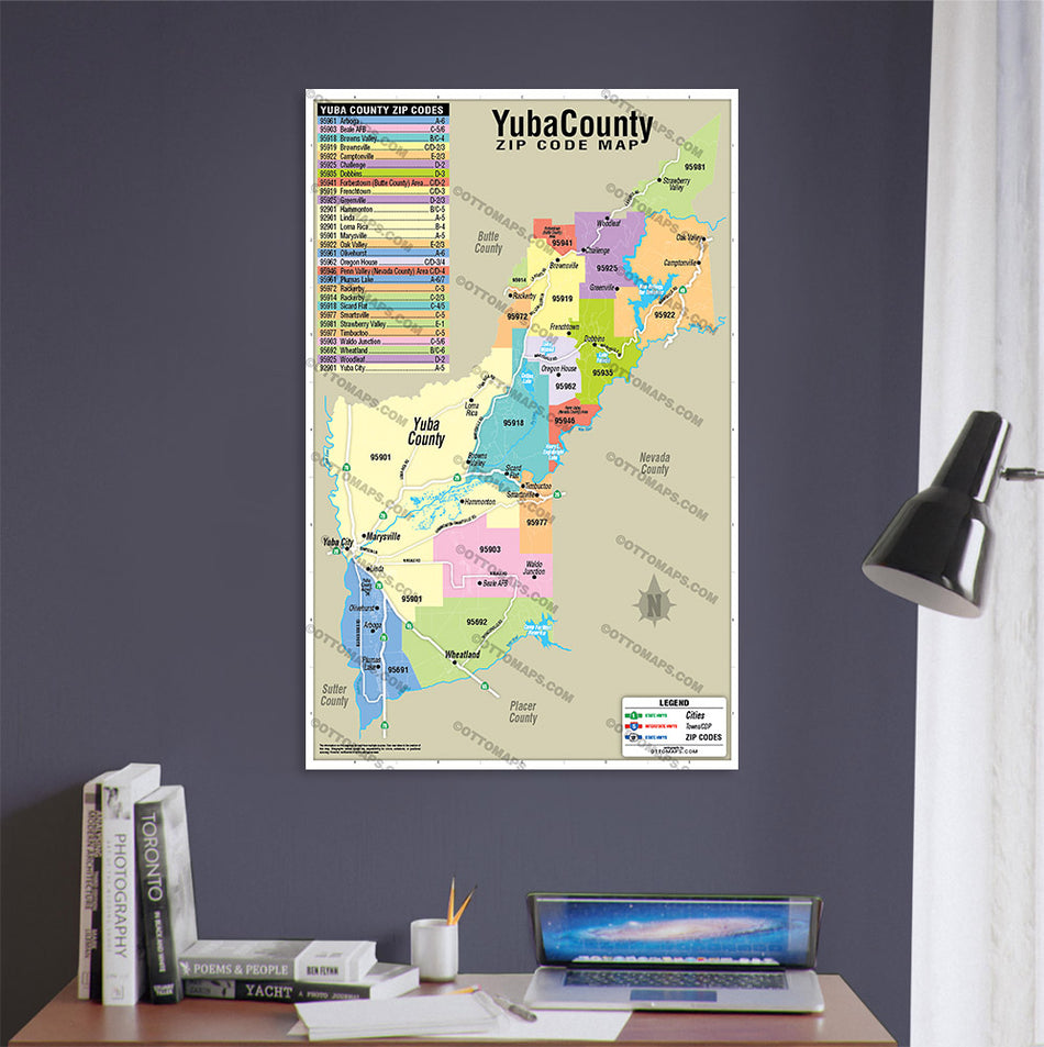 Yuba County Zip Code Map - POSTER PRINTS – Otto Maps