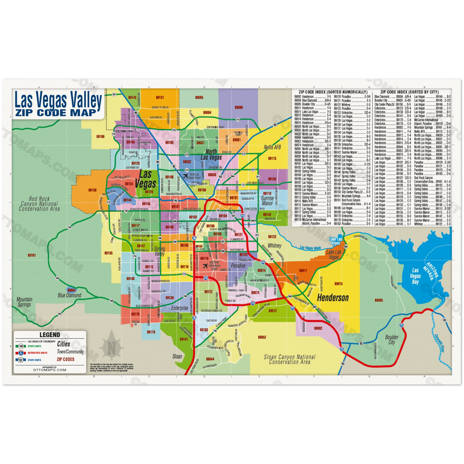 Las Vegas Valley Zip Code Map - POSTER PRINTS – Otto Maps
