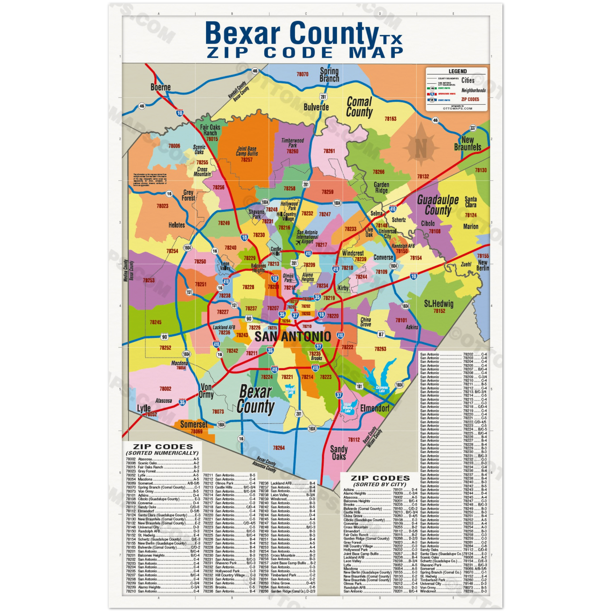 Bexar County Zip Code Map POSTER PRINTS Otto Maps Bexar County Zip Code Map POSTER PRINTS Otto Maps