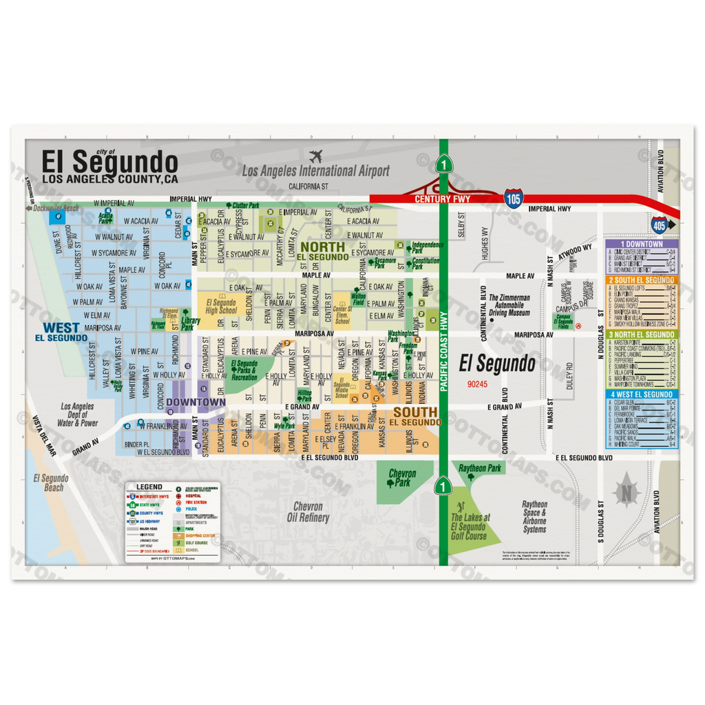 El Segundo Map, Los Angeles County, CA - POSTER PRINTS – Otto Maps