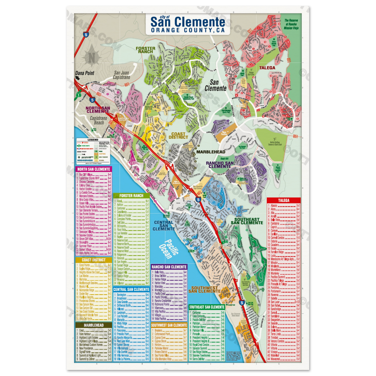 San Clemente Map, Orange County, CA - POSTER PRINTS – Otto Maps
