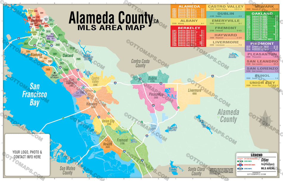 Alameda County MLS Area Map - California - FILES - PDF and AI, editabl ...