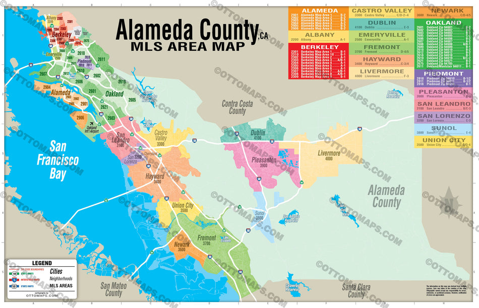 Alameda County MLS Area Map - California - FILES - PDF and AI, editabl ...