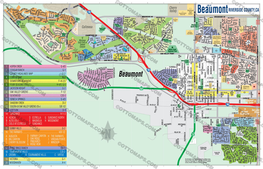 Beaumont Map, Riverside County, CA - FILES - PDF and AI, editable, vec ...