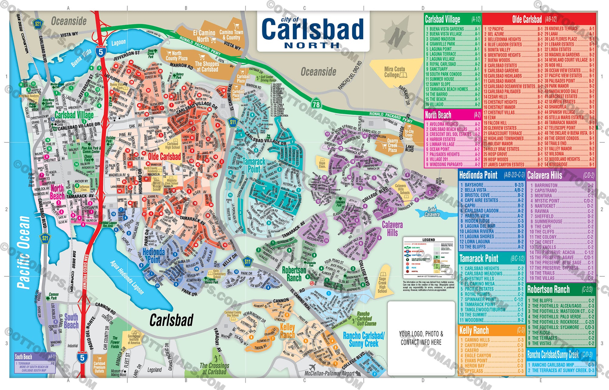Carlsbad Map - FULL, San Diego County, CA – Otto Maps