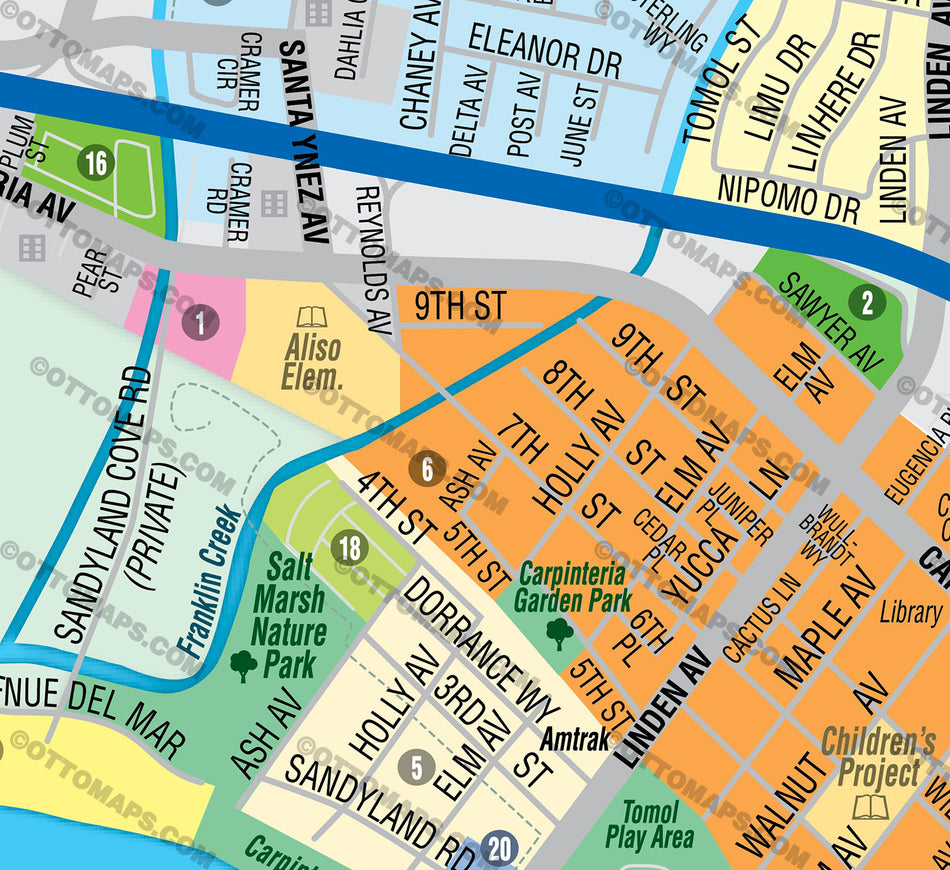 Carpinteria Map, Santa Barbara County, CA - FILES - PDF and AI, editab ...