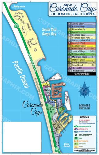 Coronado Map (3 options: Full, North & South), San Diego County, CA ...