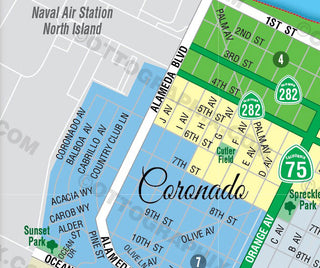 Coronado Map (3 options: Full, North & South), San Diego County, CA ...