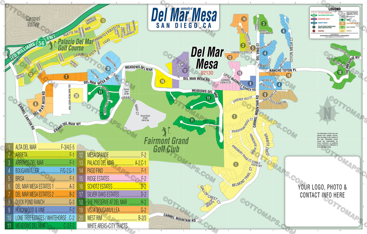 Del Mar Mesa Map, San Diego County, CA - FILES - PDF and AI, editable ...