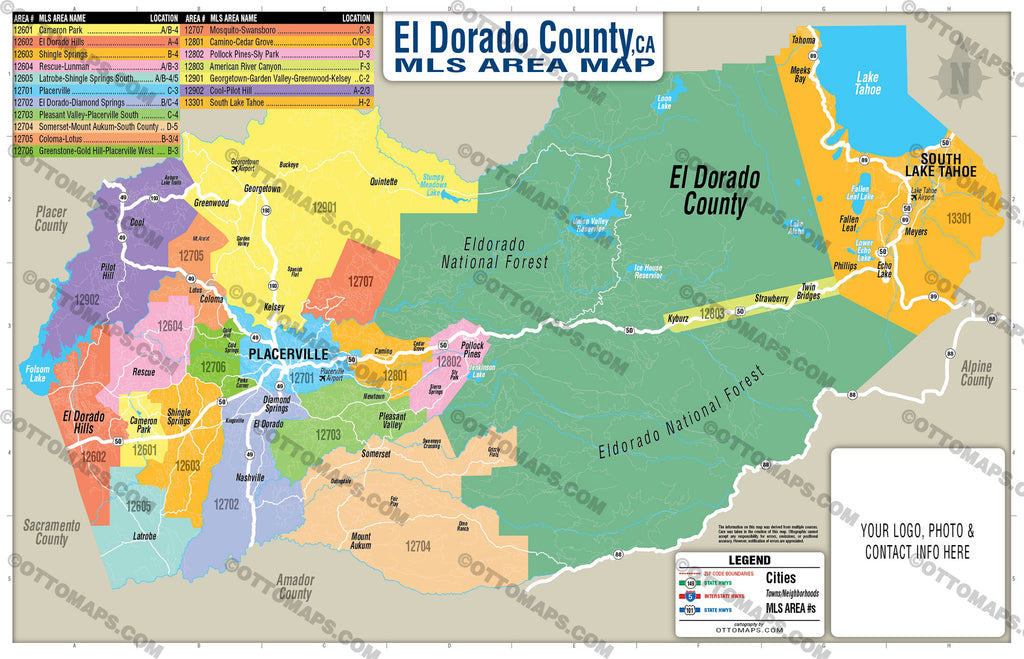 El Dorado County MLS Area Map - California - FILES - PDF and AI, edita ...