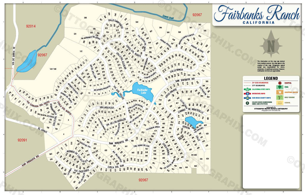 Fairbanks Ranch Map, San Diego County, CA - FILES - PDF and AI, editab ...