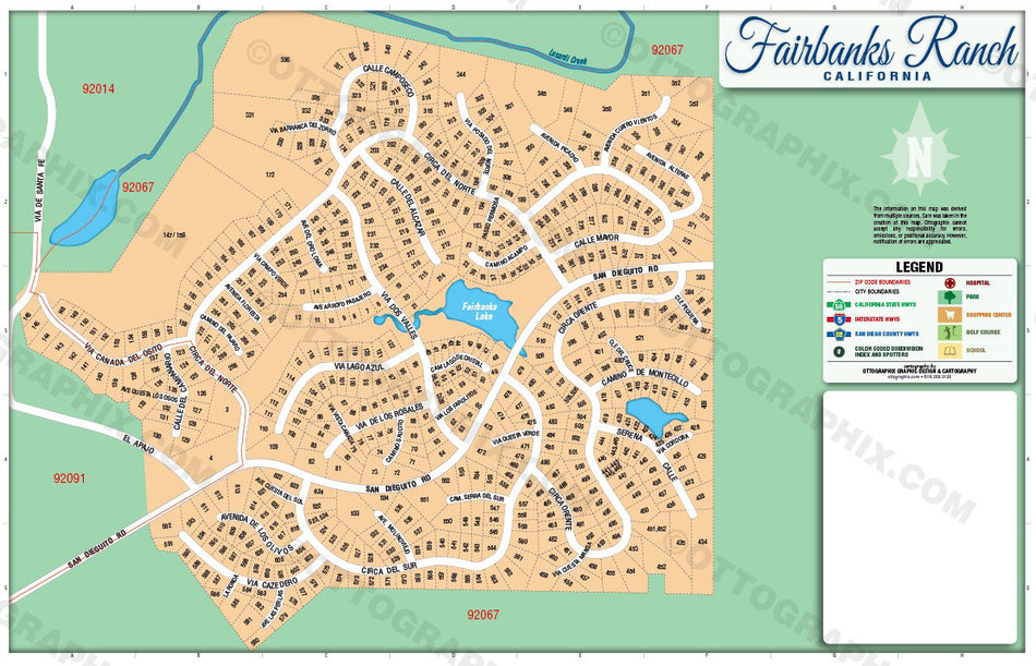Fairbanks Ranch Map, San Diego County, CA - FILES - PDF and AI, editab ...