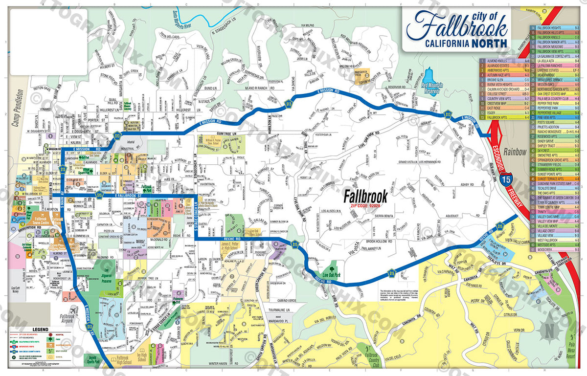 Fallbrook Map NORTH, San Diego County, CA - FILES - PDF and AI, editab ...
