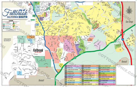 Fallbrook Map SOUTH, San Diego County, CA - FILES - PDF and AI, editab ...
