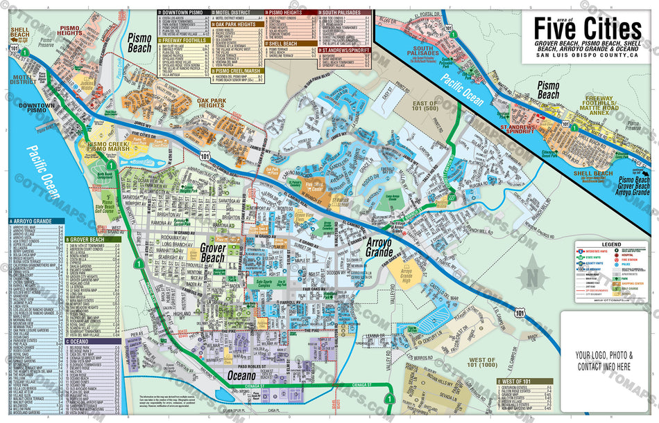 Five Cities Map - San Luis Obispo County - FILES - PDF and AI, editabl ...