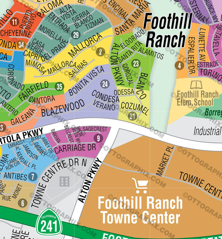 Foothill Ranch Map, Orange County, CA - FILES - PDF and AI, editable ...