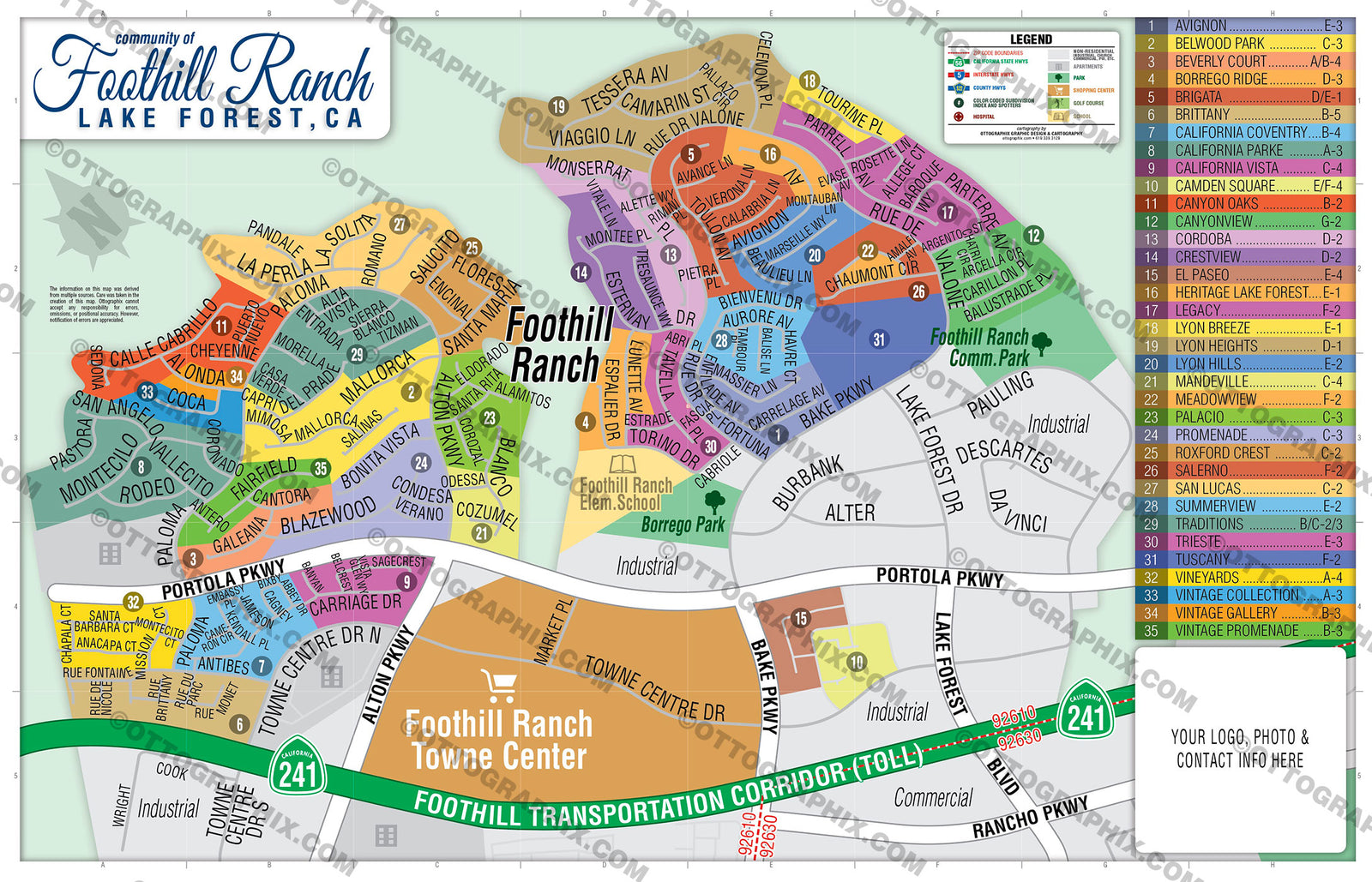 Foothill Ranch Map, Orange County, CA - FILES - PDF and AI, editable ...