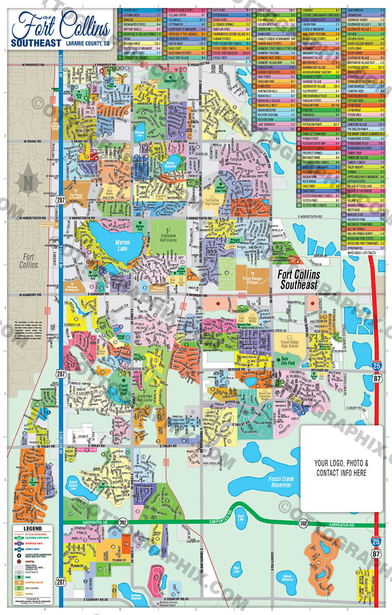 Fort Collins Map, Colorado - PDF, layered, editable, royalty free ...