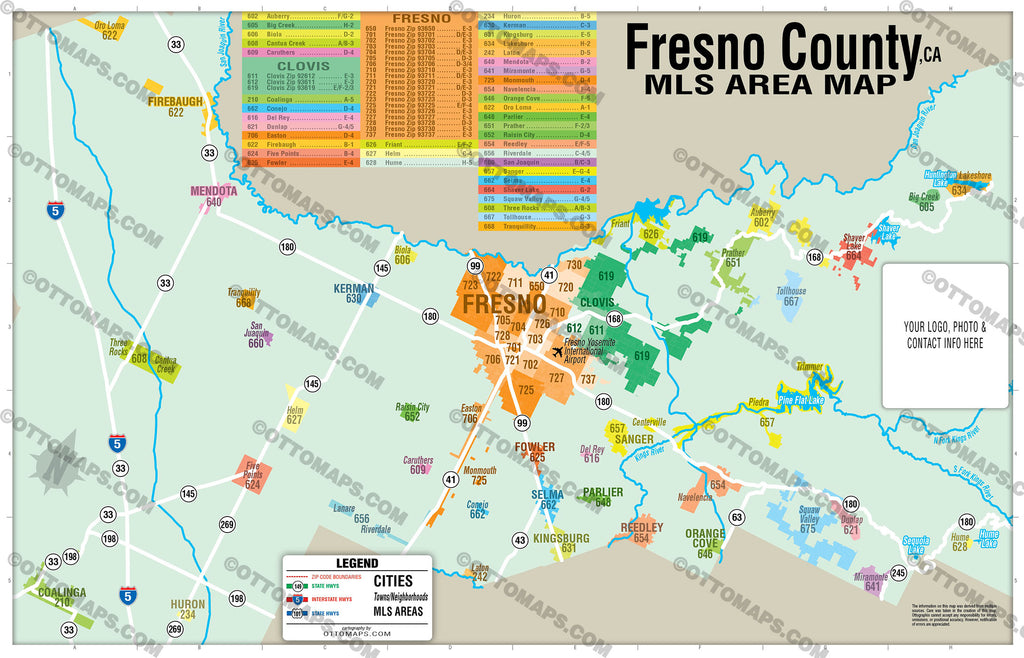 Fresno County MLS Area Map - California - FILES - PDF and AI, editable ...