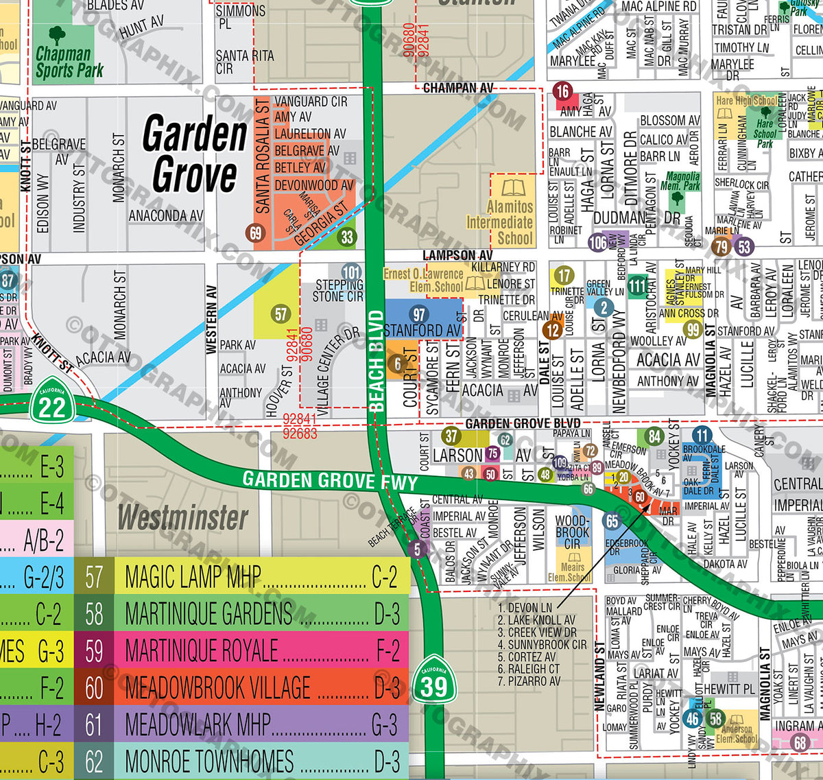Garden Grove Map, Orange County, CA – Otto Maps
