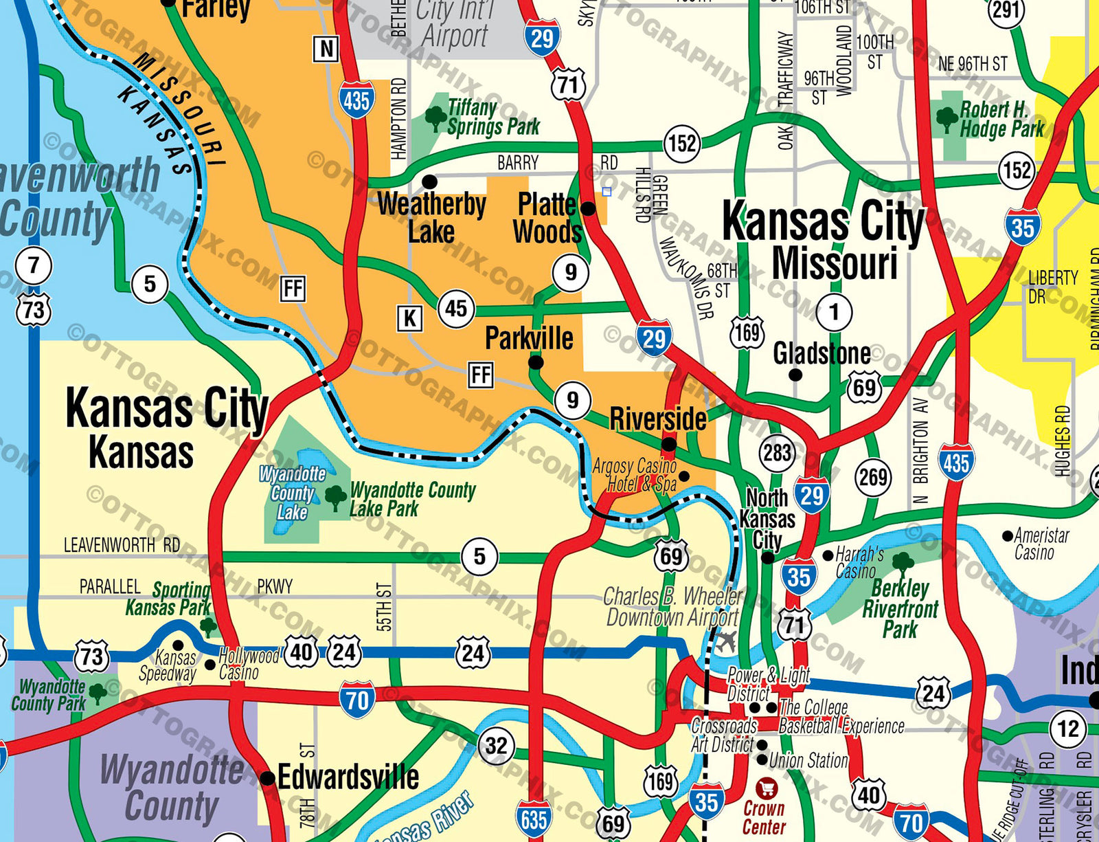 Kansas City Metro Map - FILES - PDF and AI, editable, vector, royalty ...