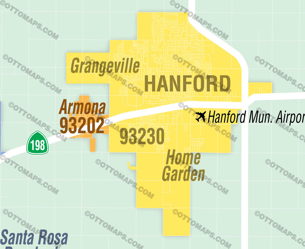 Kings County Zip Code Map - California - FILES - PDF and AI, editable ...