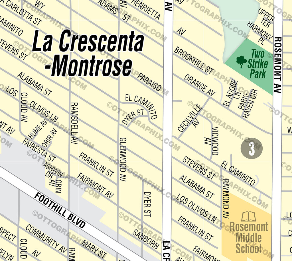 La Crescenta-Montrose Map, Los Angeles County, CA - FILES - PDF and AI ...