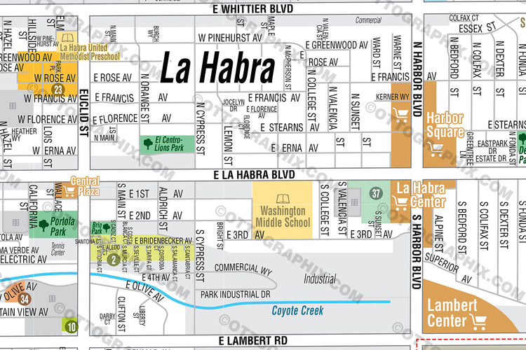 La Habra Map, Orange County, CA - FILES - PDF and AI, editable, vector ...