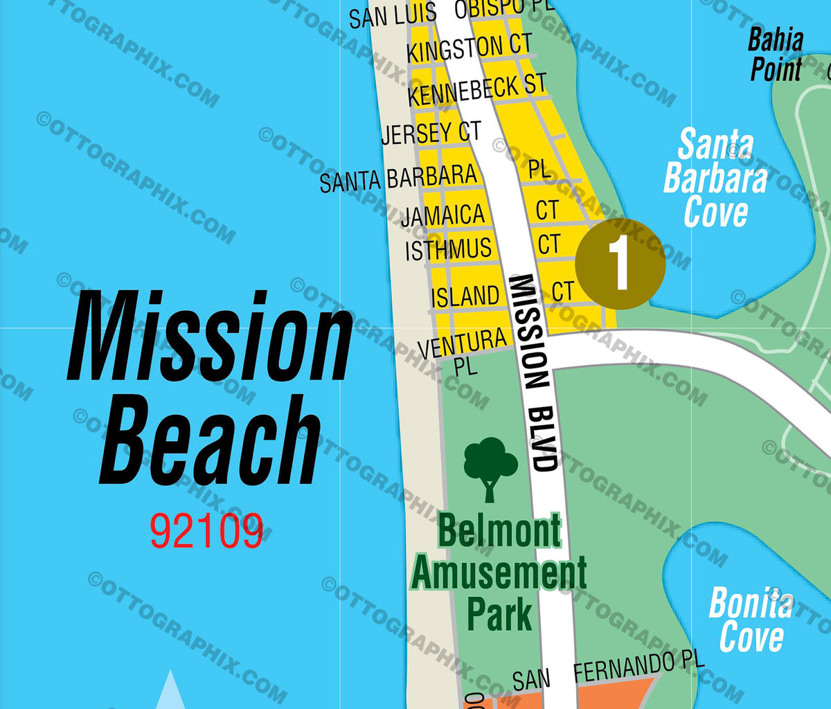 Mission Beach Map, San Diego County, CA – Otto Maps