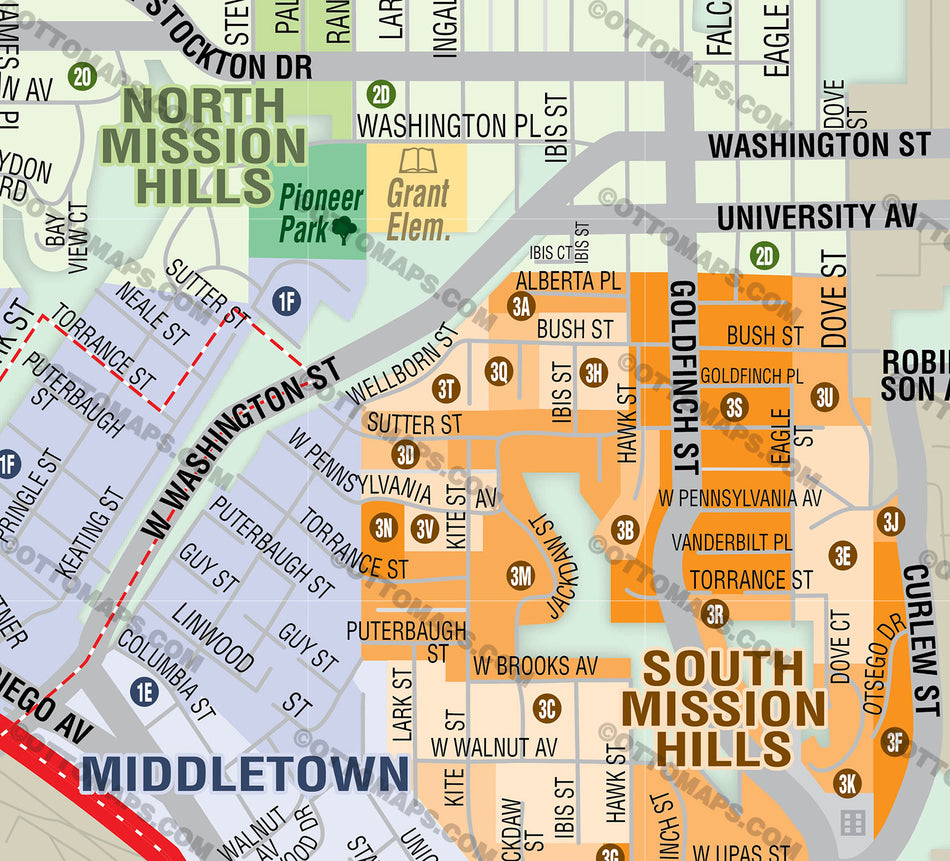Mission Hills Map and Middletown San Diego Map - FILES - PDF and AI, e ...
