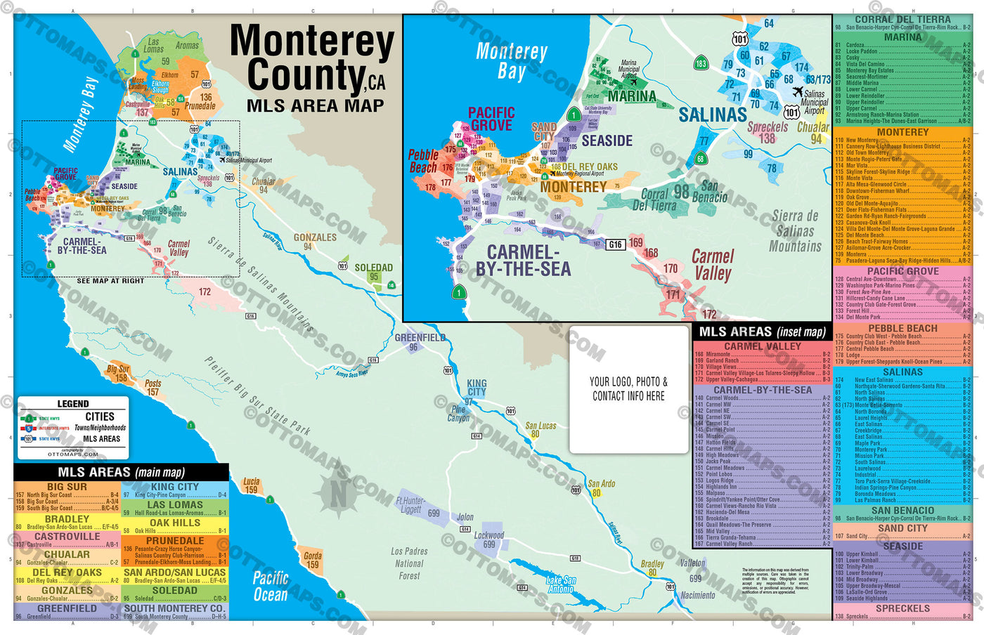Monterey County MLS Area Map - California - FILES - PDF and AI, editab ...