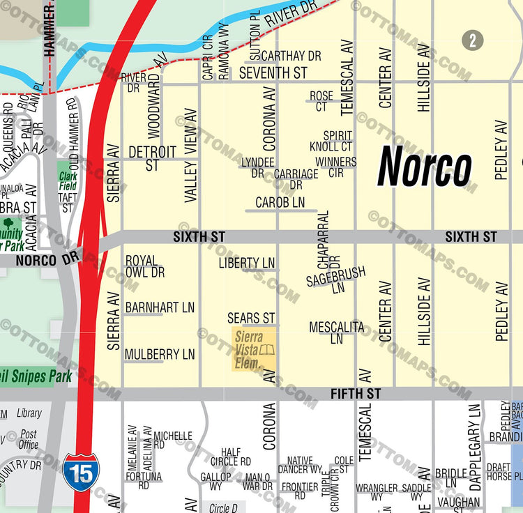 Norco Map, Riverside County, CA - FILES - PDF and AI, editable, vector ...