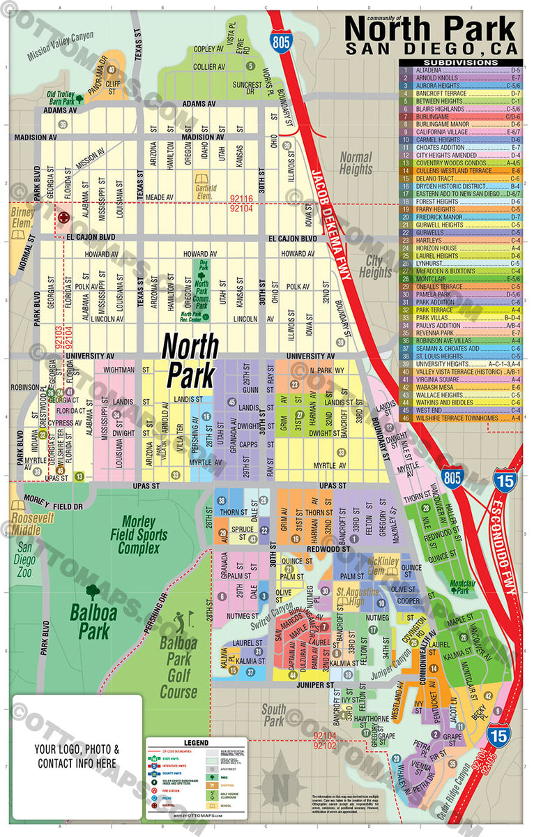 North Park Subdivision Map, San Diego, CA – Otto Maps