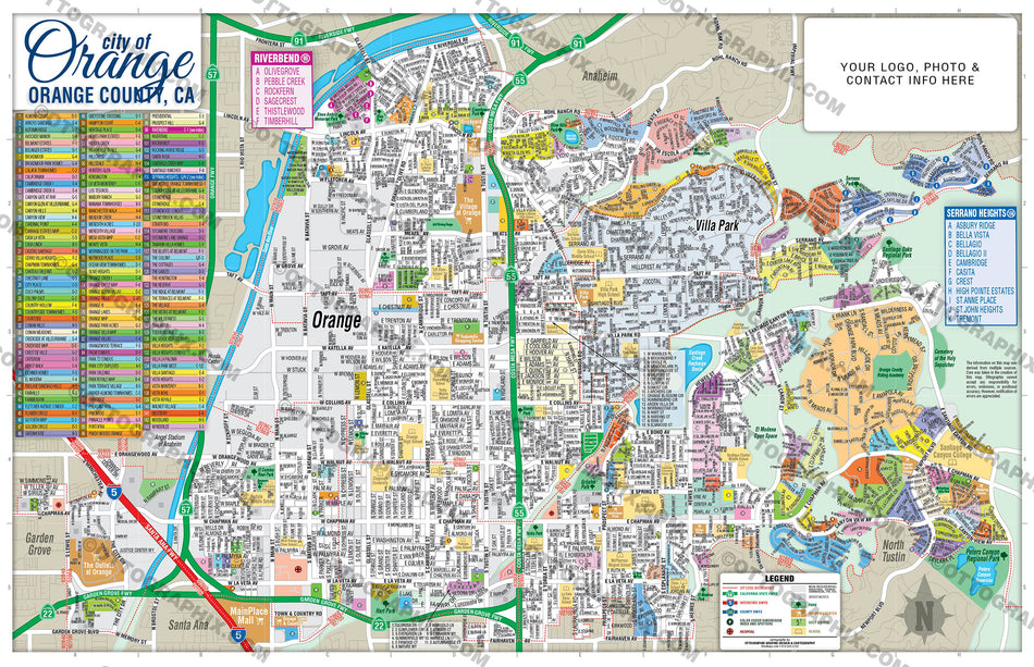 Orange Map, City of Orange, Orange County, CA - FILES - PDF and AI, ed ...