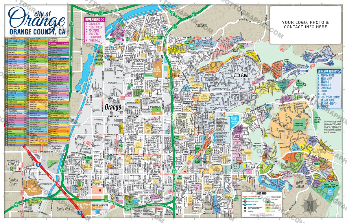Orange Map, City of Orange, Orange County, CA – Otto Maps