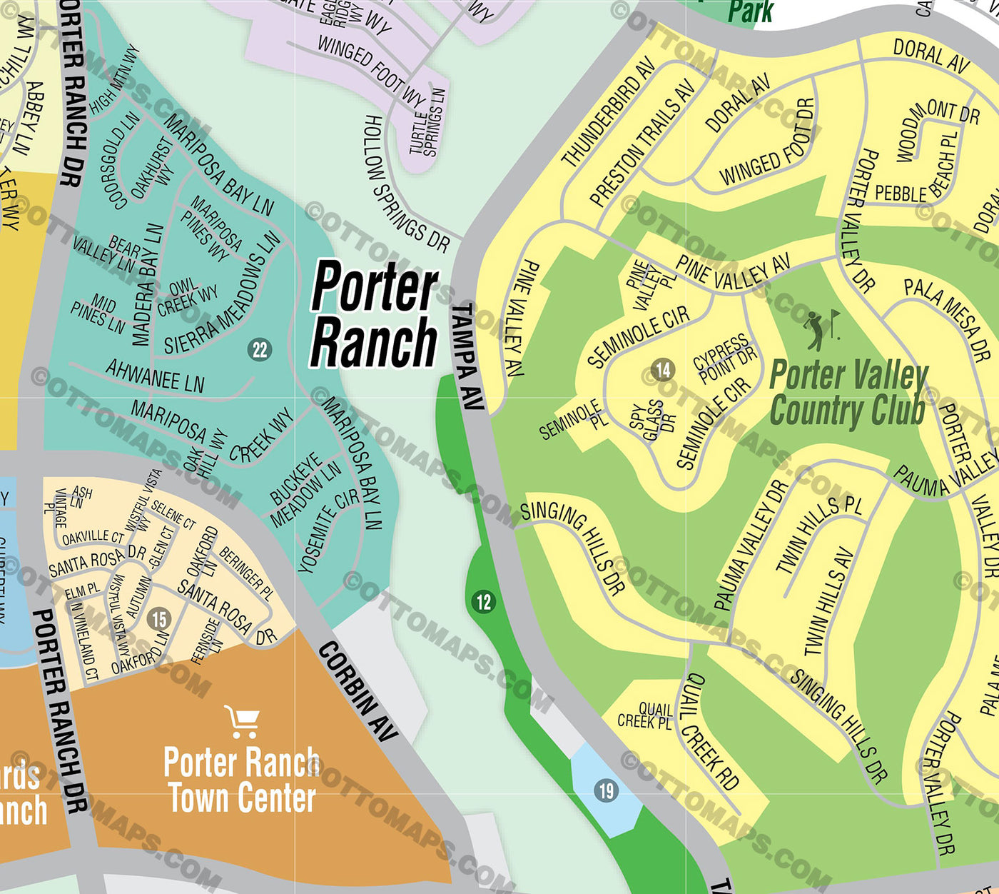 Porter Ranch Map - Los Angeles County, CA – Otto Maps