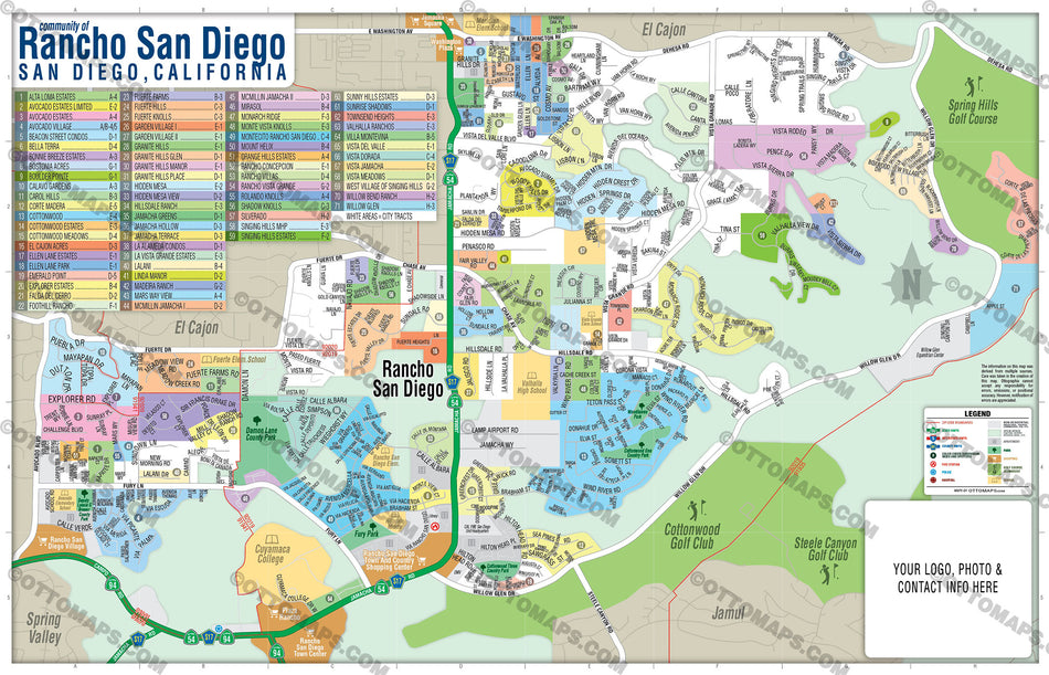 Rancho San Diego Map, San Diego County, CA - FILES - PDF and AI, edita ...
