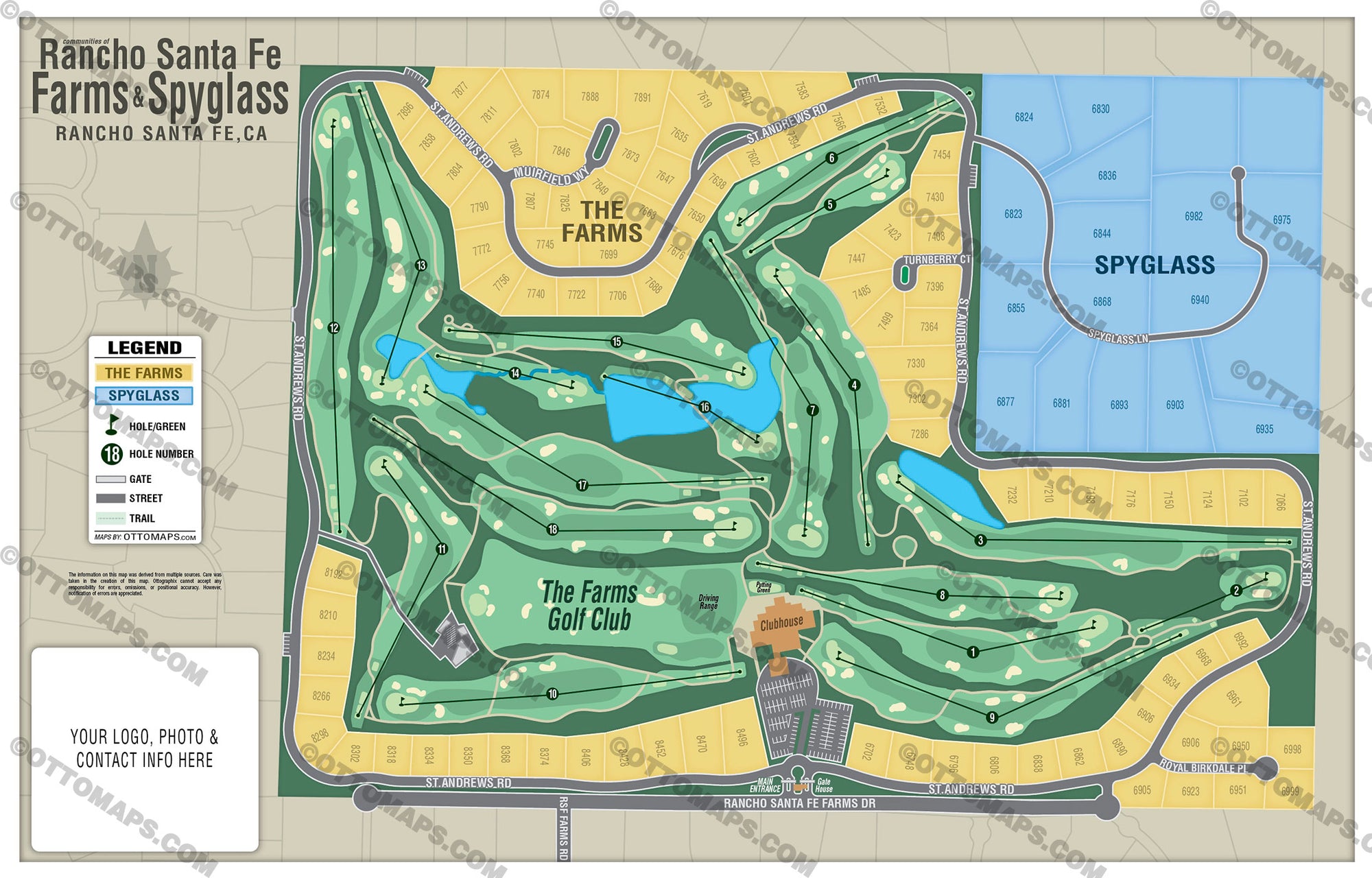 Rancho Santa Fe Farms Map and Spyglass Map with The Farms Golf Club Ma ...