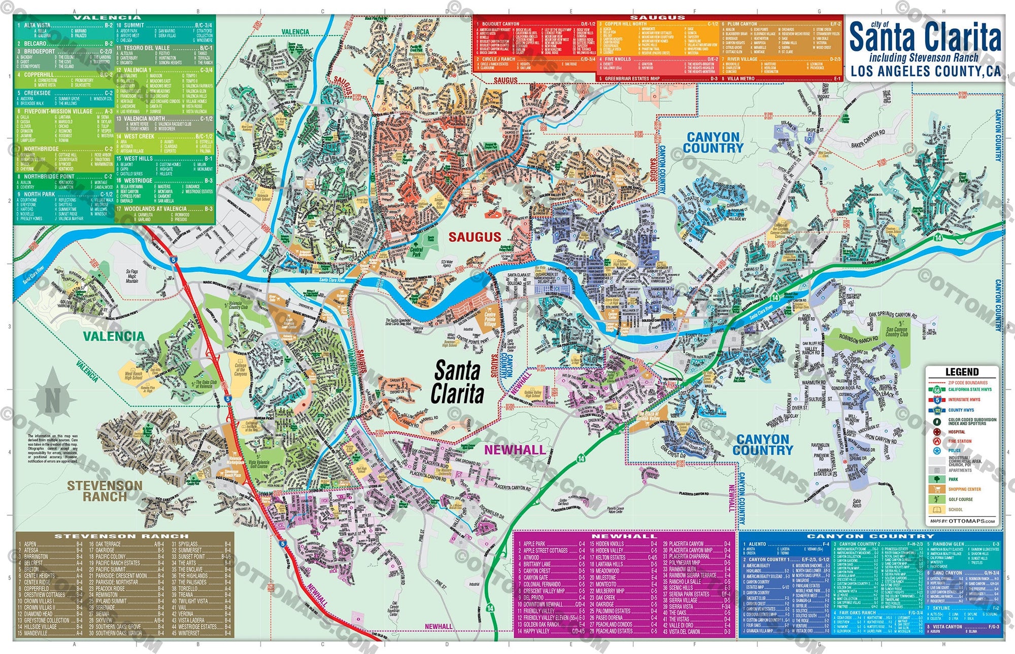 Santa Clarita Map, Los Angeles County, CA - FILES - PDF and AI, editab ...