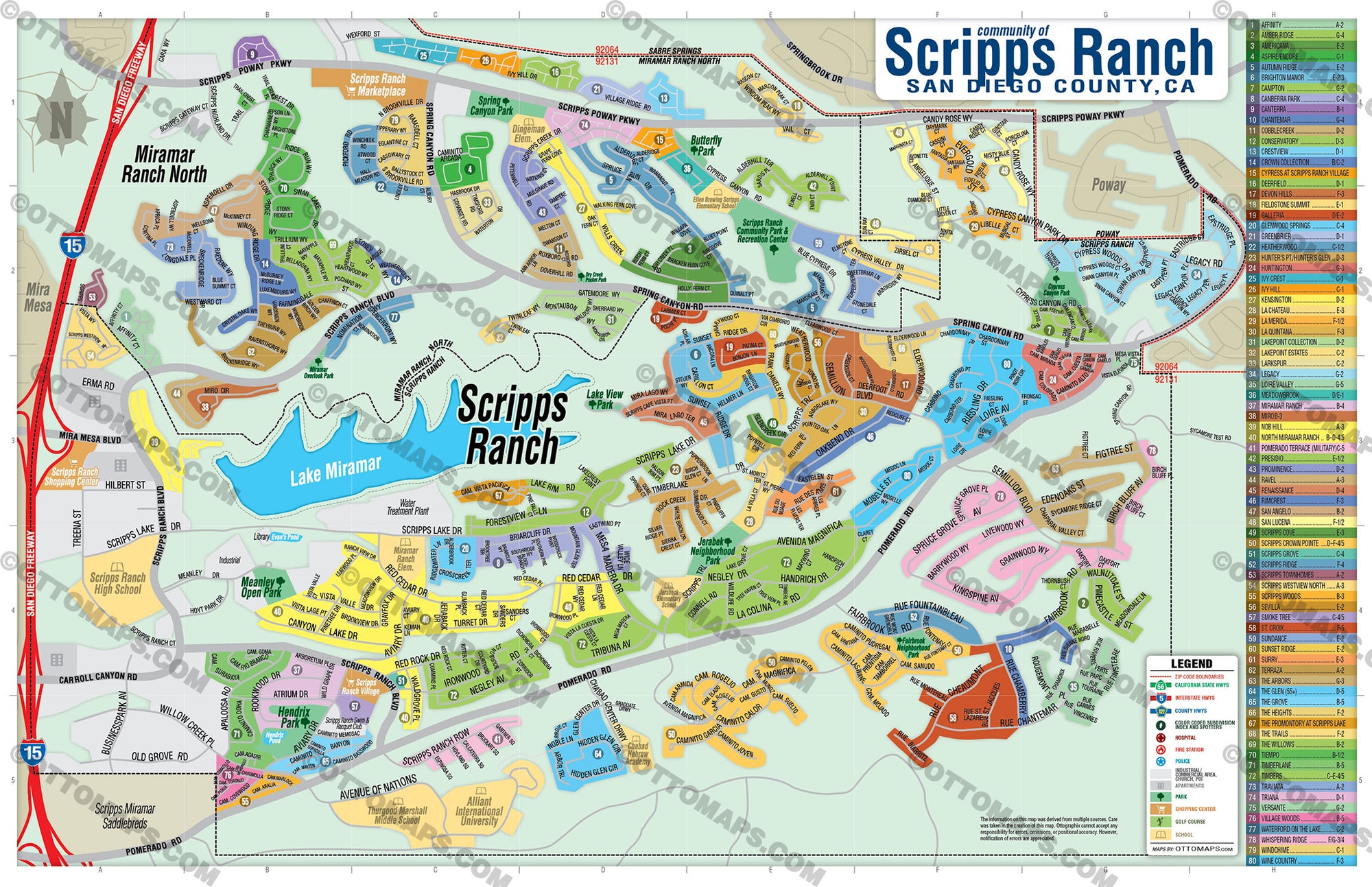 Scripps Ranch Map, San Diego County, CA - FILES - PDF and AI, editable ...