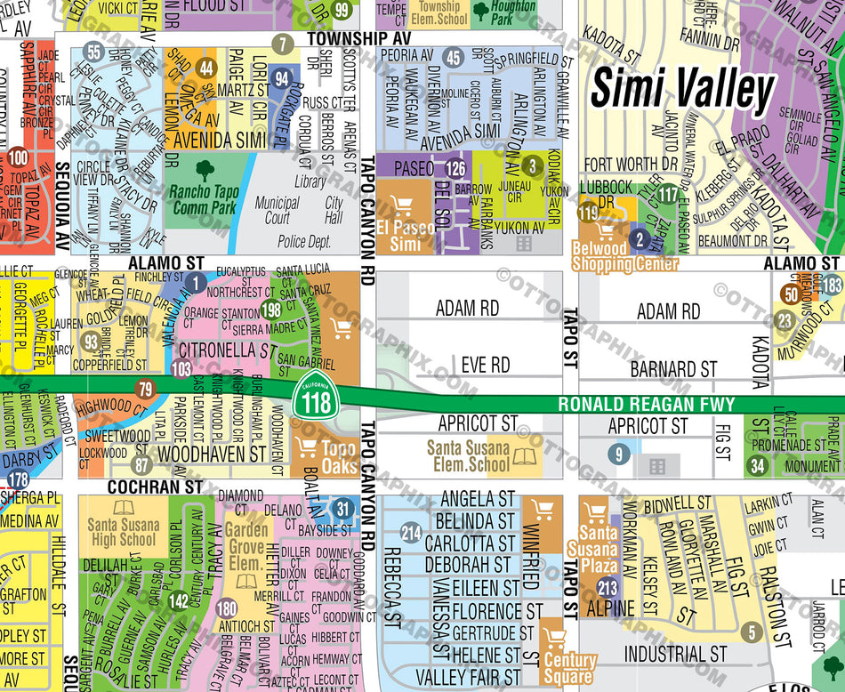 Simi Valley Map, Ventura County, CA – Otto Maps