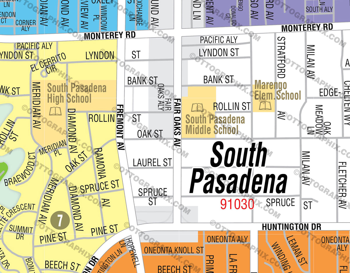 South Pasadena Map, Los Angeles County, CA – Otto Maps